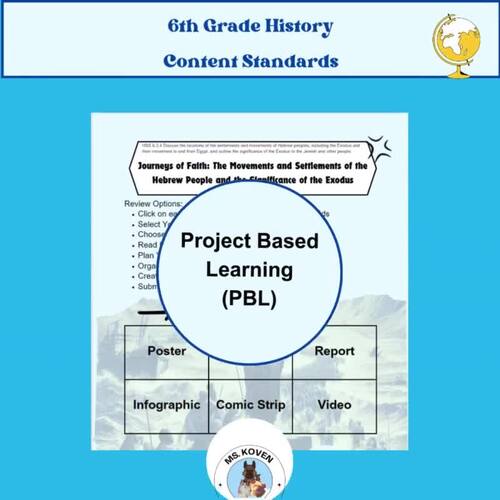 HSS 6.3.4: Hebrew Settlements and Exodus PBL Choice Board | TPT