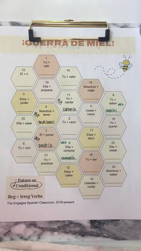 EDITABLE Spanish Game Template Guerra de Miel | Writing Activity