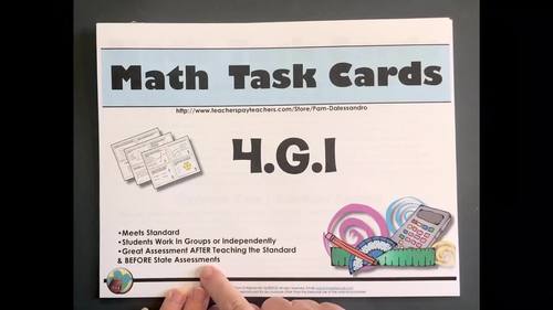 4.G.1 Task Cards 4th - Math 4.G.1 Common Core / Standards Aligned Geometry