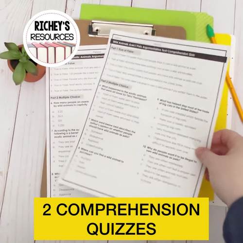 Wild Animals Aren't Pets + Let People Own Exotic Animals Argumentative Unit