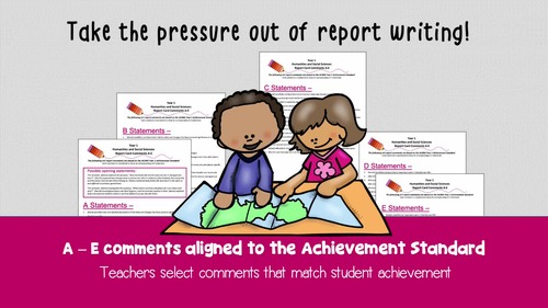 Australian Curriculum Year 1 HASS Report Card Comments by Ideacations