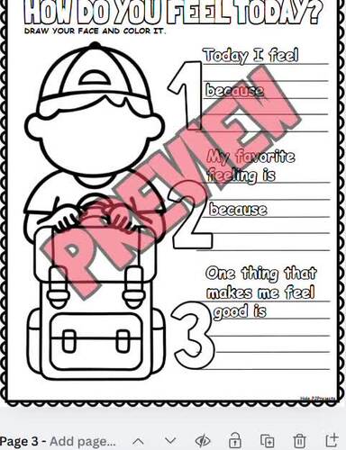 Draw and Write Your Feelings | SEL Activity | K-3 Back to School