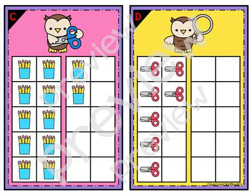 School Owls - Double Ten Frames Math Scoot Activity 0 to 20 - Teen Numbers