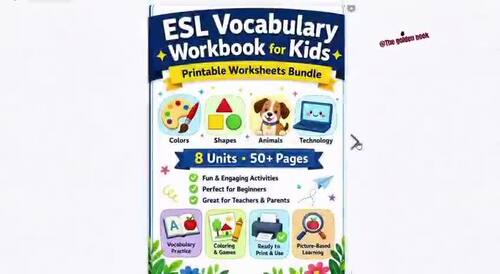 ESL Vocabulary Workbook for Kids | 80+ Printable Worksheets by The ...