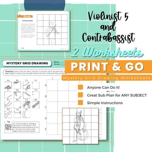 HIGH SCHOOL SUB PLAN/WORKSHEET: Music Mystery Scramble Drawing Art Lesson