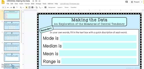 Exploring Mean and Measures of Central Tendency: Making the Data by ...