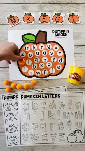 Pumpkin Smash - Fall Matching Uppercase and Lowercase Letters | TPT