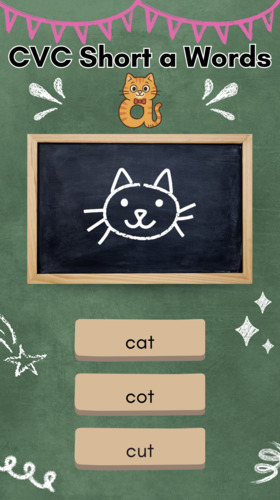 Azzie the Cat - Short a CVC Word Quiz Phonics Practice Video | TPT