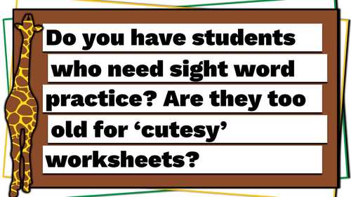 Sight Word Activities for Special Education Sight Word Spelling ...