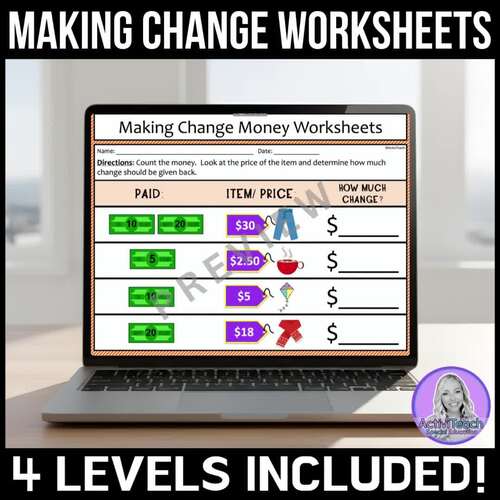 Making Change Worksheets | Homeschool Money Math | Real-Life Financial ...