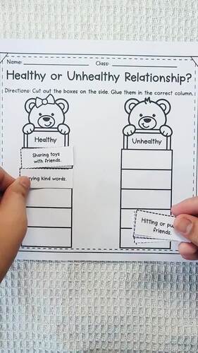 Healthy or Unhealthy Relationship? Cut and Paste Sorting Activity