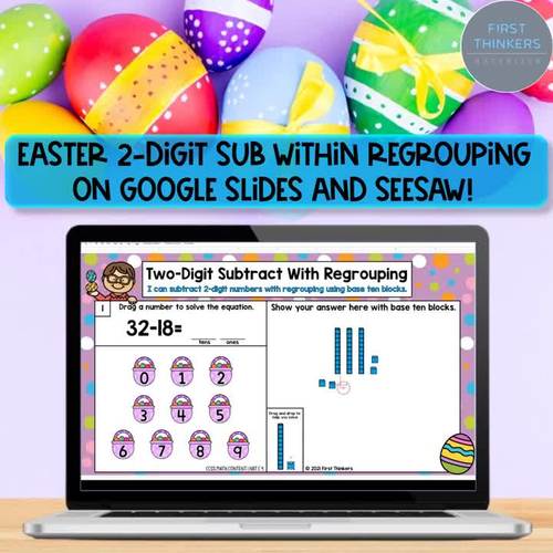 2 Digit Subtraction With Regrouping Spring Easter Math Game Google ...