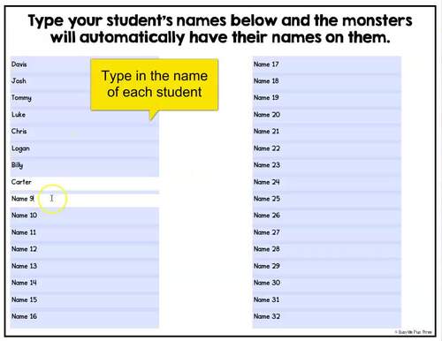 Monster Door Display | Bulletin Board Décor Set | EDITABLE Names ...