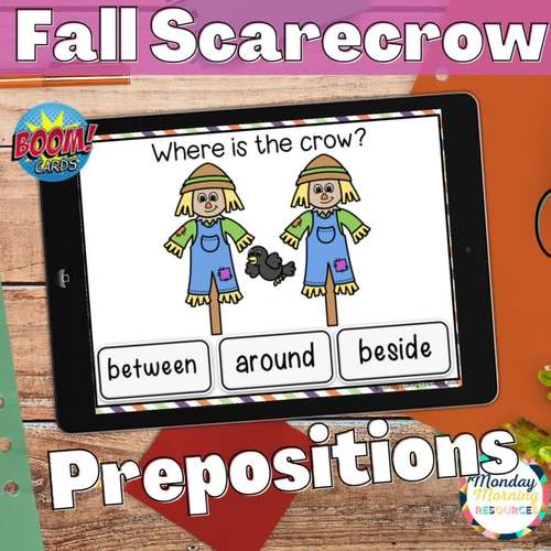 Fall Preposition Crow & Scarecrow Boom Cards™ - Kindergarten - First Grade