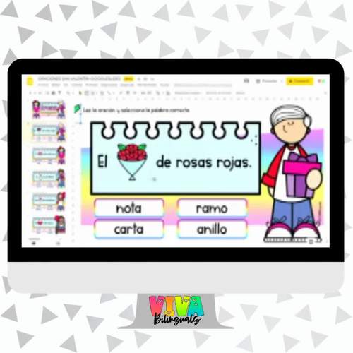 Oraciones de San Valentín |Valentine's Day Sentences Google Slides & PPT