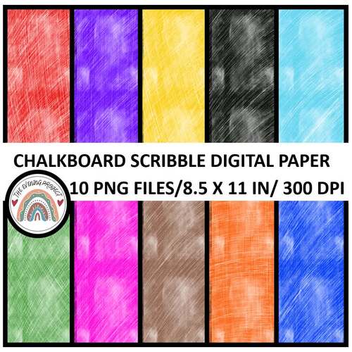 CHALKBOARD SCRIBBLES DIGITAL PAPER/ 10 PNG s with transparent background