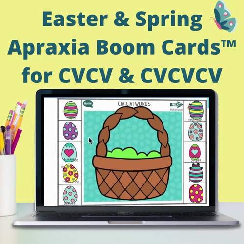 Easter & Spring Apraxia NO PREP Build a Scene CVCV & CVCVCV Boom Cards™