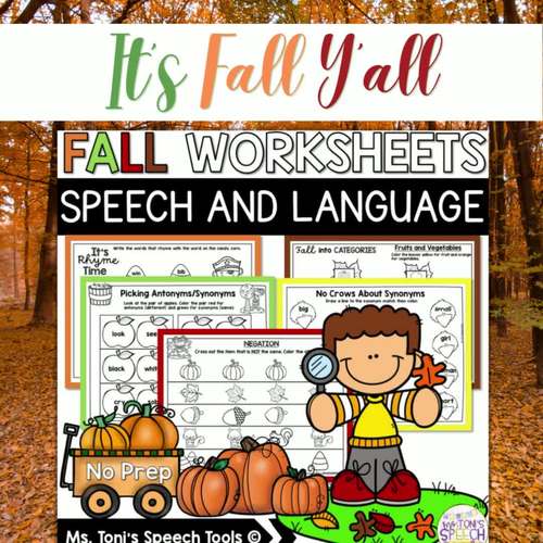 FALL Speech and Language | No Prep | Speech Therapy Worksheets | TPT