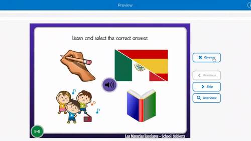 Boom Cards - Las Materias Escolares - Listening and Spelling Activities