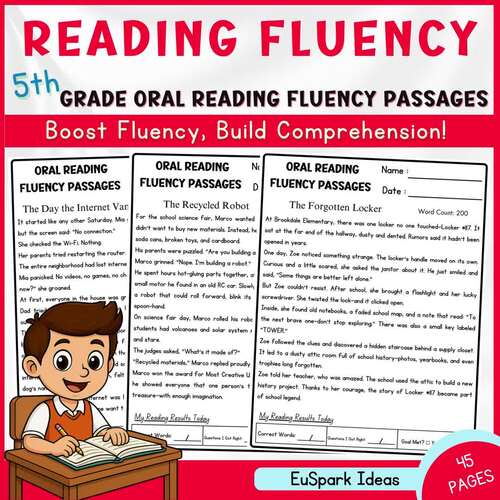 5th Grade Oral Reading Fluency Passages with Comprehension Questions