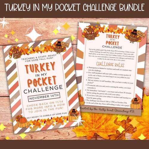 Thanksgiving Teacher Appreciation Team Building Pocket Turkey Game ...