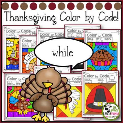 Thanksgiving Color by Number Thanksgiving Math Activities (1st - 2nd ...