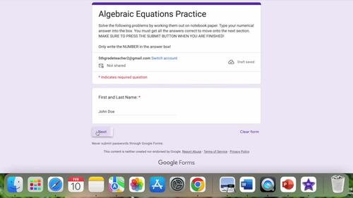 Algebraic Equations Google Forms (Self-Grading) by Reincke's Education ...