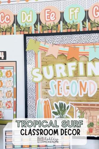 Beach Themed Classroom Decor Bundle | Tropical Surf Calm Colors ...