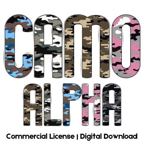 Camouflage Alphabet Letter and Number, Bulletin board letters font