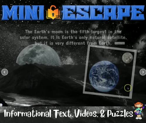 Moon & Moon Phases Digital Escape: Informational Text, Videos, Puzzles