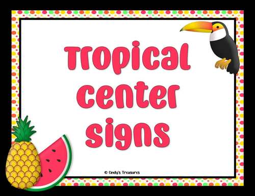 Tropical Center Signs *Editable* by Cindy's Treasures | TPT