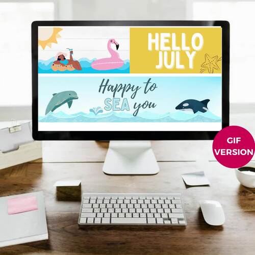 Summer Google Classroom Header Animated Banner for Distance Learning