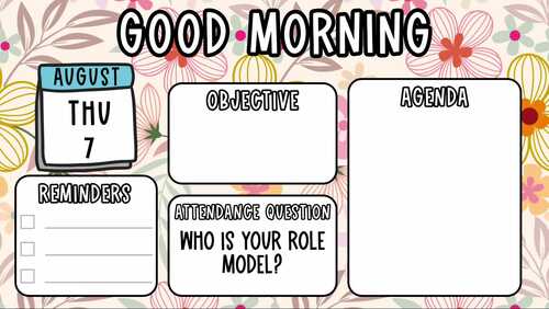 August Daily Agenda Slides | Editable Back to School Morning Meeting ...