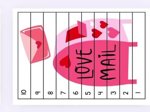 Valentine’s Day Number Puzzles | Skip Counting & Sequencing Math Center