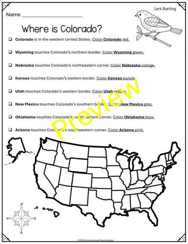 Colorado Find and Color Maps by Connecting with Social Studies | TPT