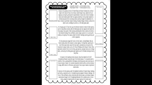 Qing China Reading Comprehension Worksheet, Qing Dynasty, Empires ...