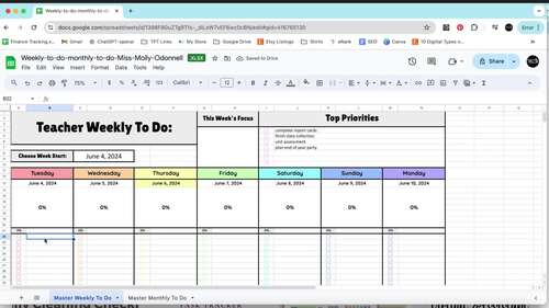 Teacher To Do List Template | Weekly Planner Editable | Google Sheets ...