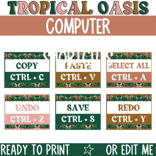 Tropical Classroom Decor Posters / Butterfly Classroom Decor / Plant Decor