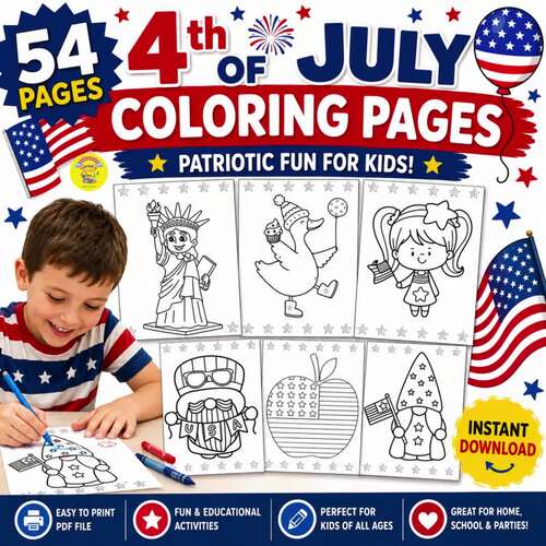 4th of July Coloring Pages 54 Summer USA Patriotic Printable Activities ...