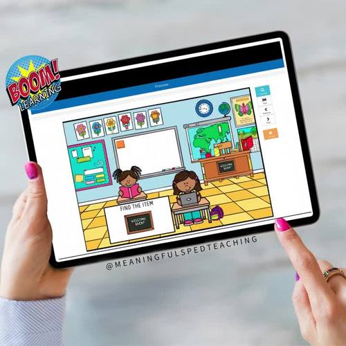 Back to School Seek and Find Wh Question Scene Boom Cards™ | TPT