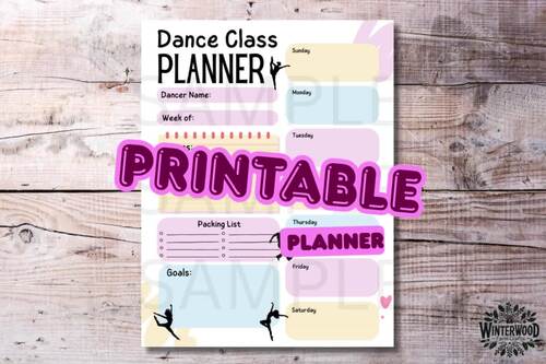 Dance Class Planner – Weekly Printable for Dancers by Winterwood Farm ...