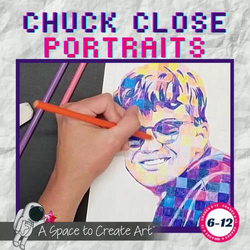Chuck Close Drawing Project: Middle School & High School Art Colored ...