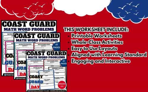 Coast Guard Day Math Word Problems Activities, Grades 3-5 | TPT