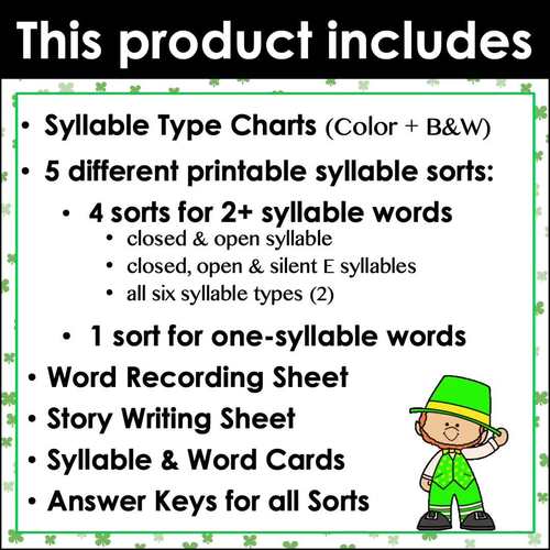 St. Patrick's Day Syllable Boom Cards and Worksheets BUNDLE | Orton ...