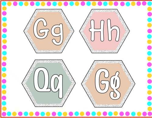 Printable Boho Neutral Spotty Alphabet Flash Cards, Printable Word Wall ...