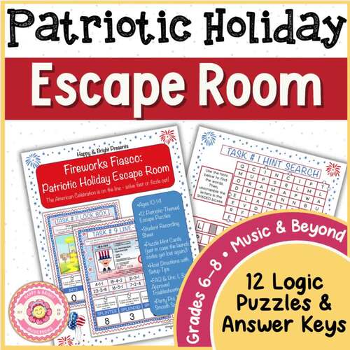 Patriotic Escape Room for Grades 5–8 | Printable Classroom Logic Puzzle ...