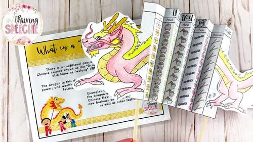 No Prep Articulation Activity Dragon Dance Craft for Chinese New Year