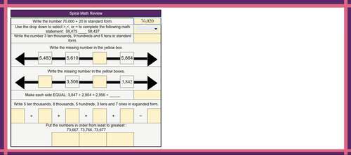 NO PREP - Spiral Math Review for 3rd or 4th grade - Purple (2) Butterfly