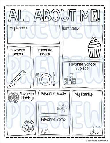 All About Me | Back to School Activity by Kaylie's Creations | TPT