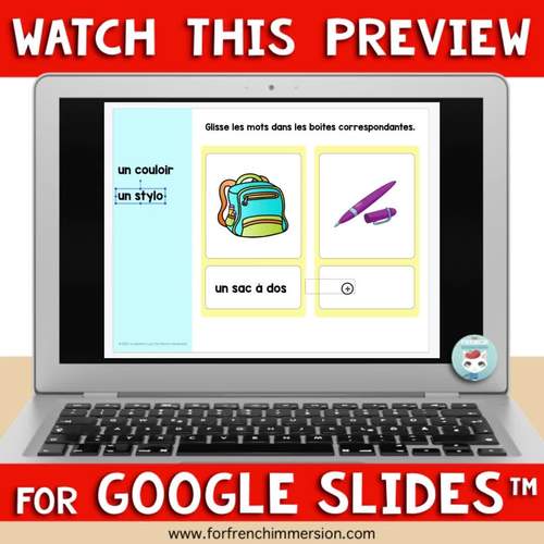 French Back-to-School Vocabulary Activities for Google Slides™ | La rentrée